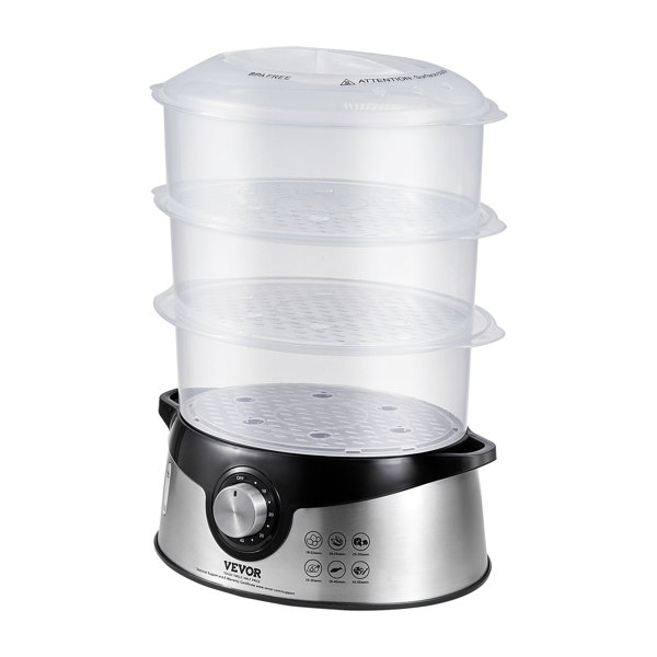VEVOR 9.5Qt Electric Food Steamer 3-Tier Vegetable Steamer & 60 Min Timer 800W | Wayfair